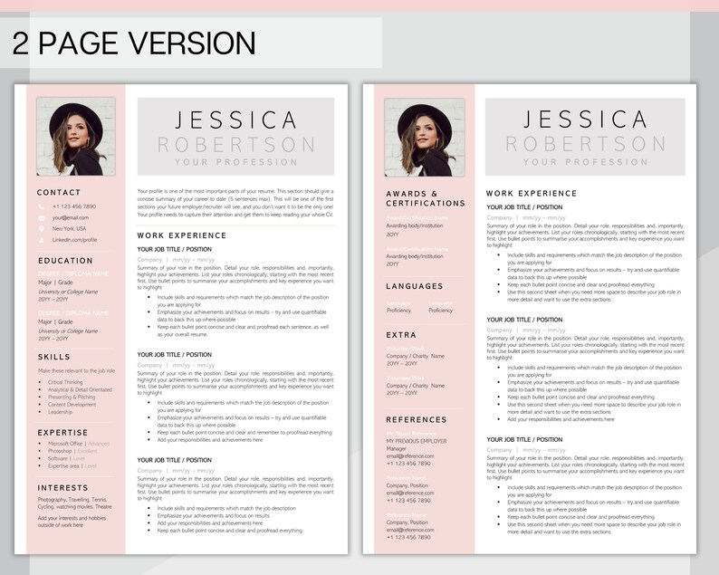 Creative Resume Template Word. CV Template Professional, Modern ...