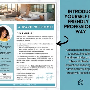 Airbnb & VRBO Welcome LETTER Template Editable Canva Air Bnb - Etsy UK