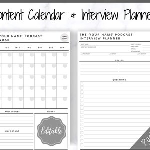 Editable Podcast Planner BUNDLE Pack. Podcast Template Content Calendar ...