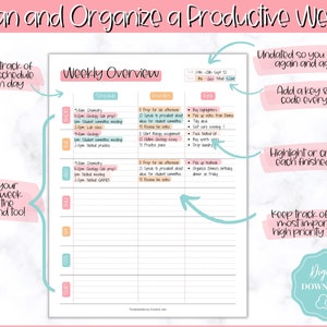 Student Planner, Printable College Weekly Schedule, College Student ...