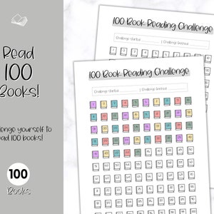 100 Book Challenge Printable, Reading Challenge BUNDLE, 100 Books, Kids ...