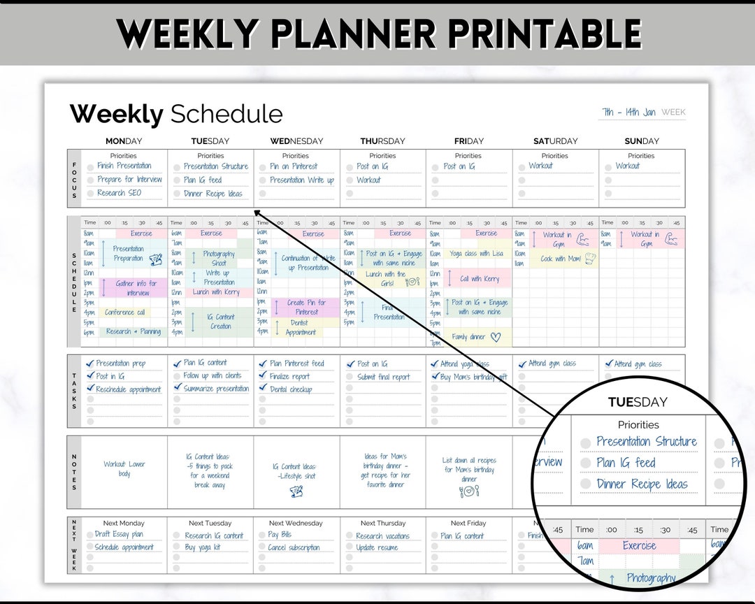 Weekly to Do List Printable, Weekly Schedule, Checklist PDF, Minimalist ...