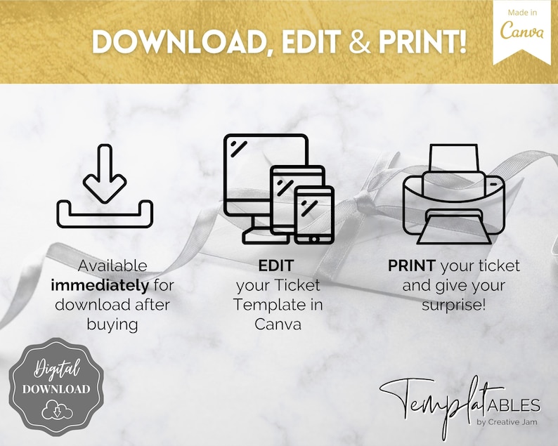 Event Ticket Template EDITABLE DIY Event Printable Surprise - Etsy UK