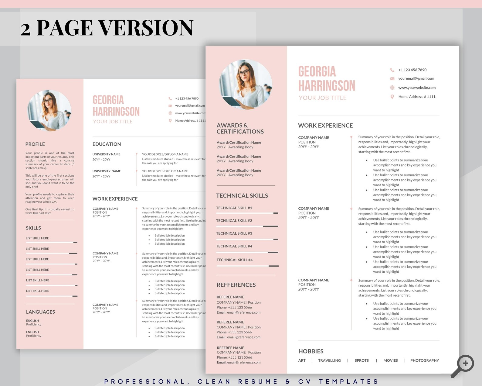 Creative Resume Template Word. CV Template Professional - Etsy