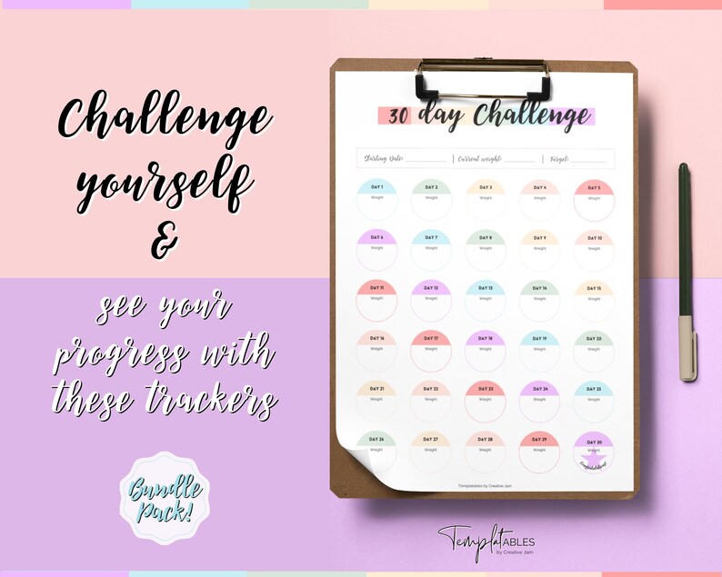 30 Day Weight Loss Tracker 30 Day Challenge Weightloss - Etsy