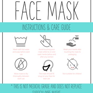 Face Mask LABEL Care Card, EDITABLE How to Handle Order Card, Face Mask ...