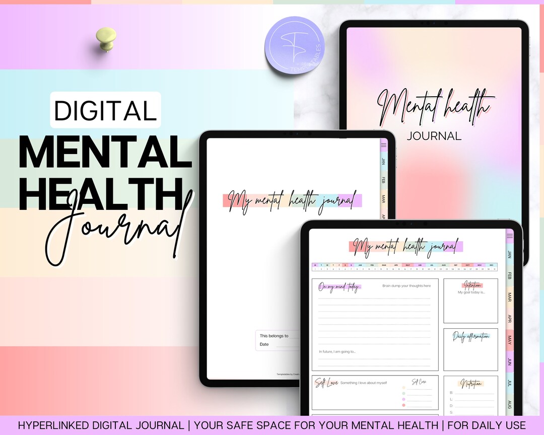 Mental Health Journal, Digital Planner, Self Care, Therapy, Anxiety ...