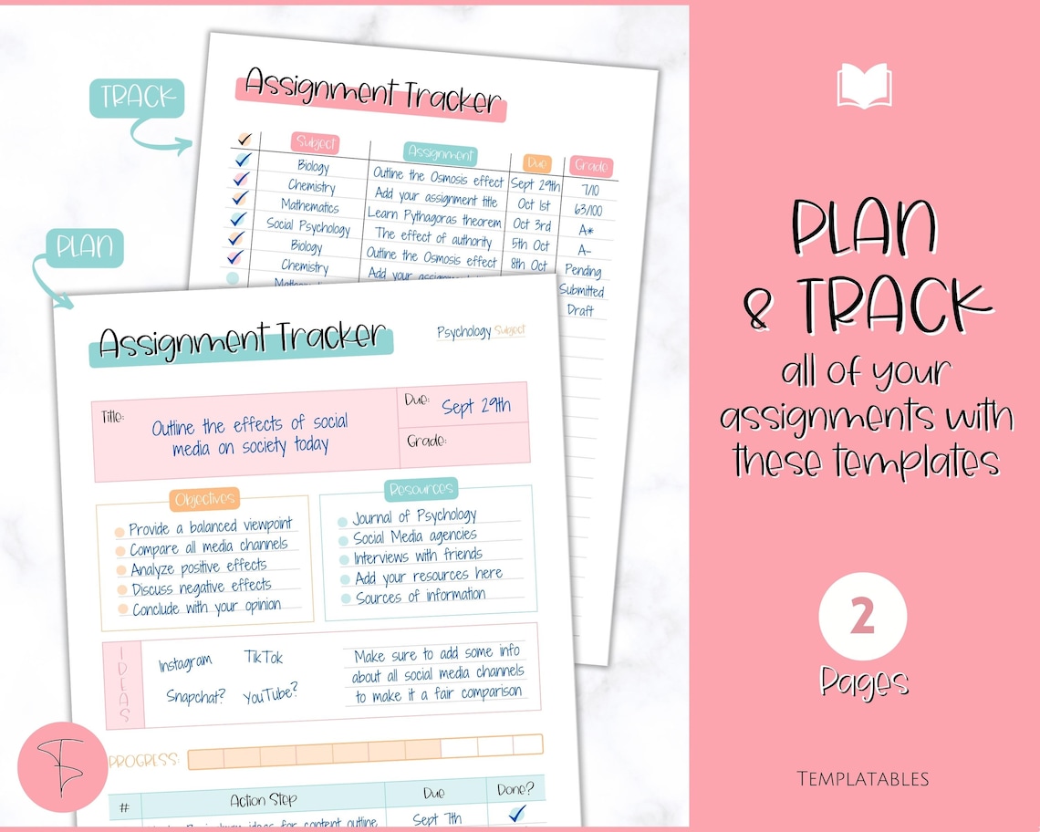 Assignment Planner BUNDLE Printable Assignment Tracker for - Etsy