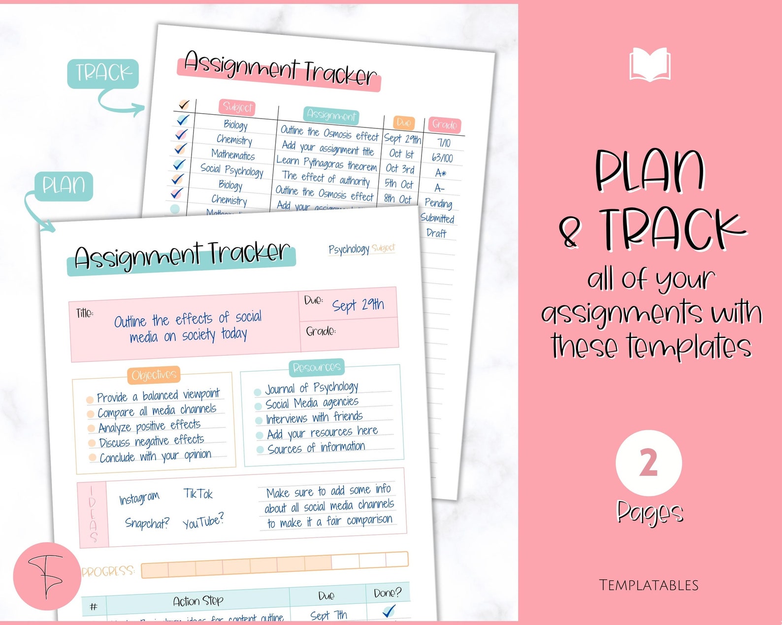 Assignment Planner BUNDLE Printable Assignment Tracker for - Etsy