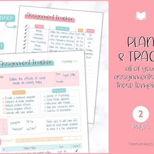 Assignment Planner BUNDLE, Printable Assignment Tracker for Students ...