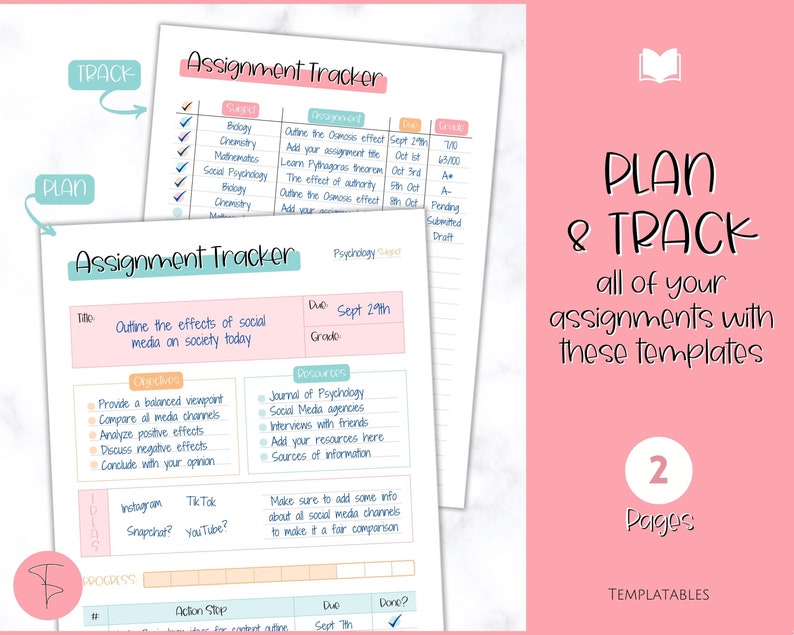 Assignment Planner BUNDLE Printable Assignment Tracker for - Etsy