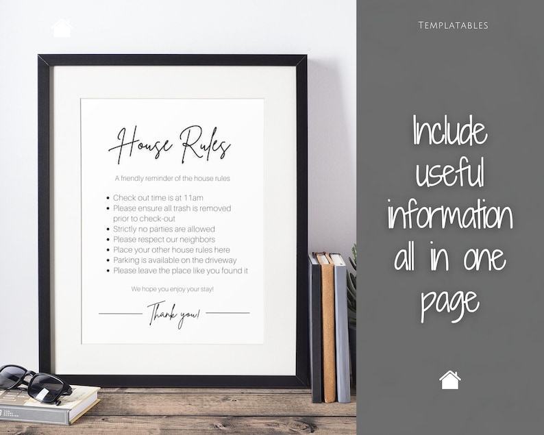 EDITABLE Airbnb Sign HOUSE Rules Template Checklist Airbnb - Etsy UK