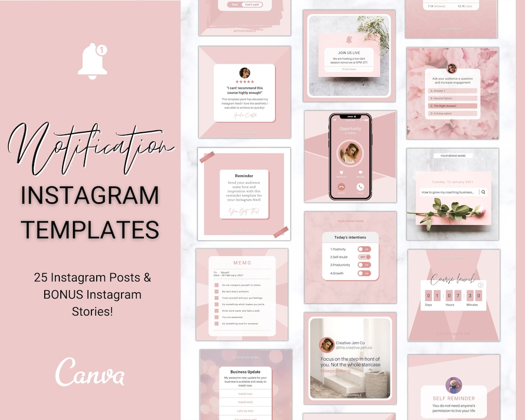 Instagram Theme - NOTIFICATION Post Templates! Social Media Engagement ...