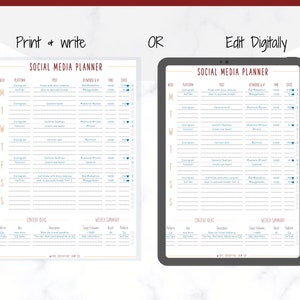 Social Media Planner Printable. Tracker for Instagram, Youtube ...
