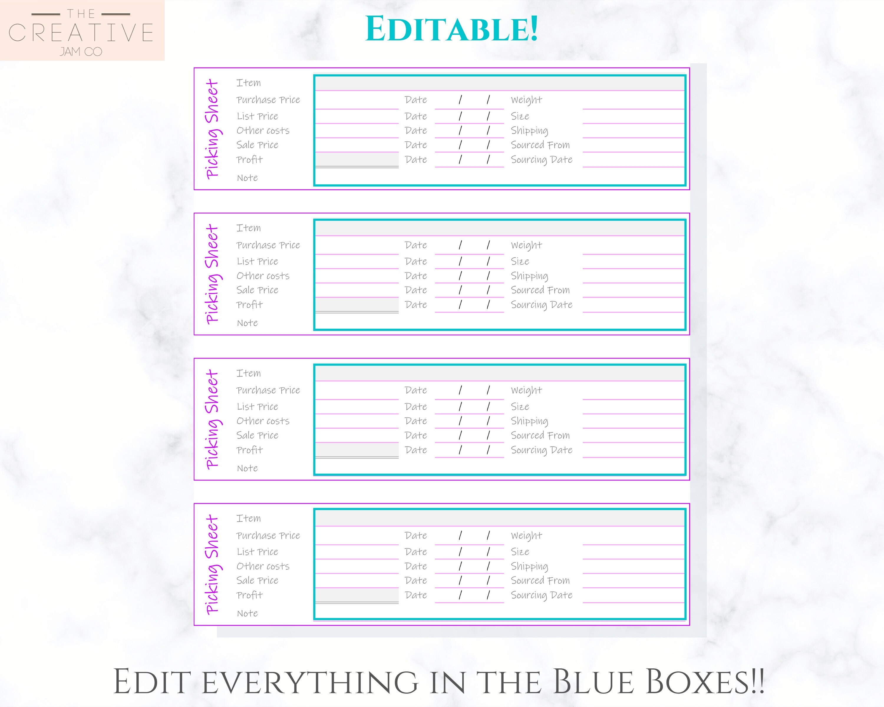 Inventory Picking Sheet for Poshmark Ebay Etsy Amazon | Etsy