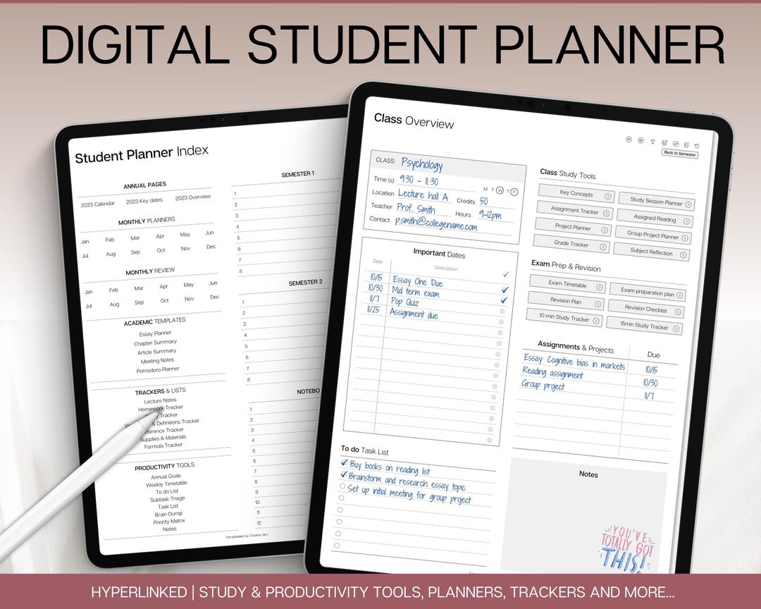 Digital Study Planner, 2024 - 2025 Digital Planner, Student Planner ...