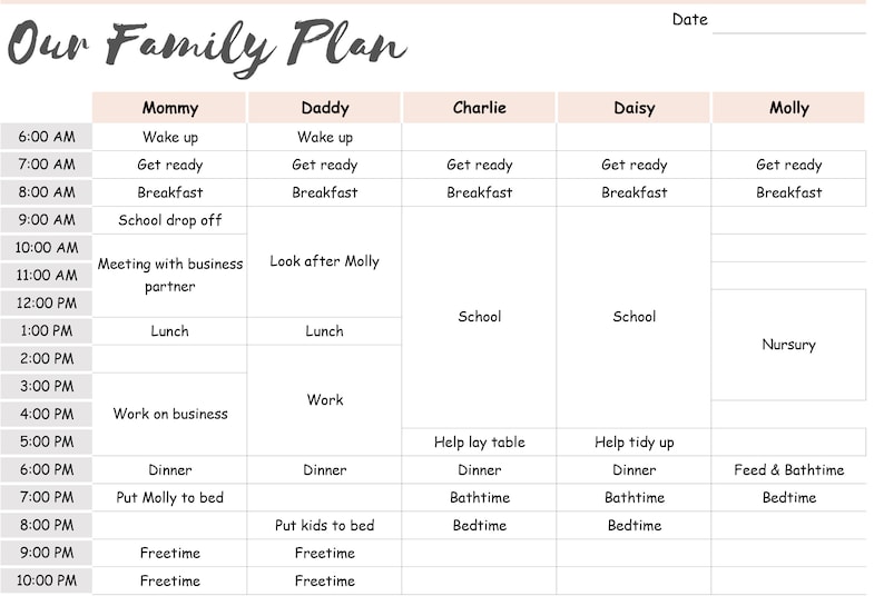 EDITABLE Weekly FAMILY SCHEDULE Planner Weekly Family | Etsy
