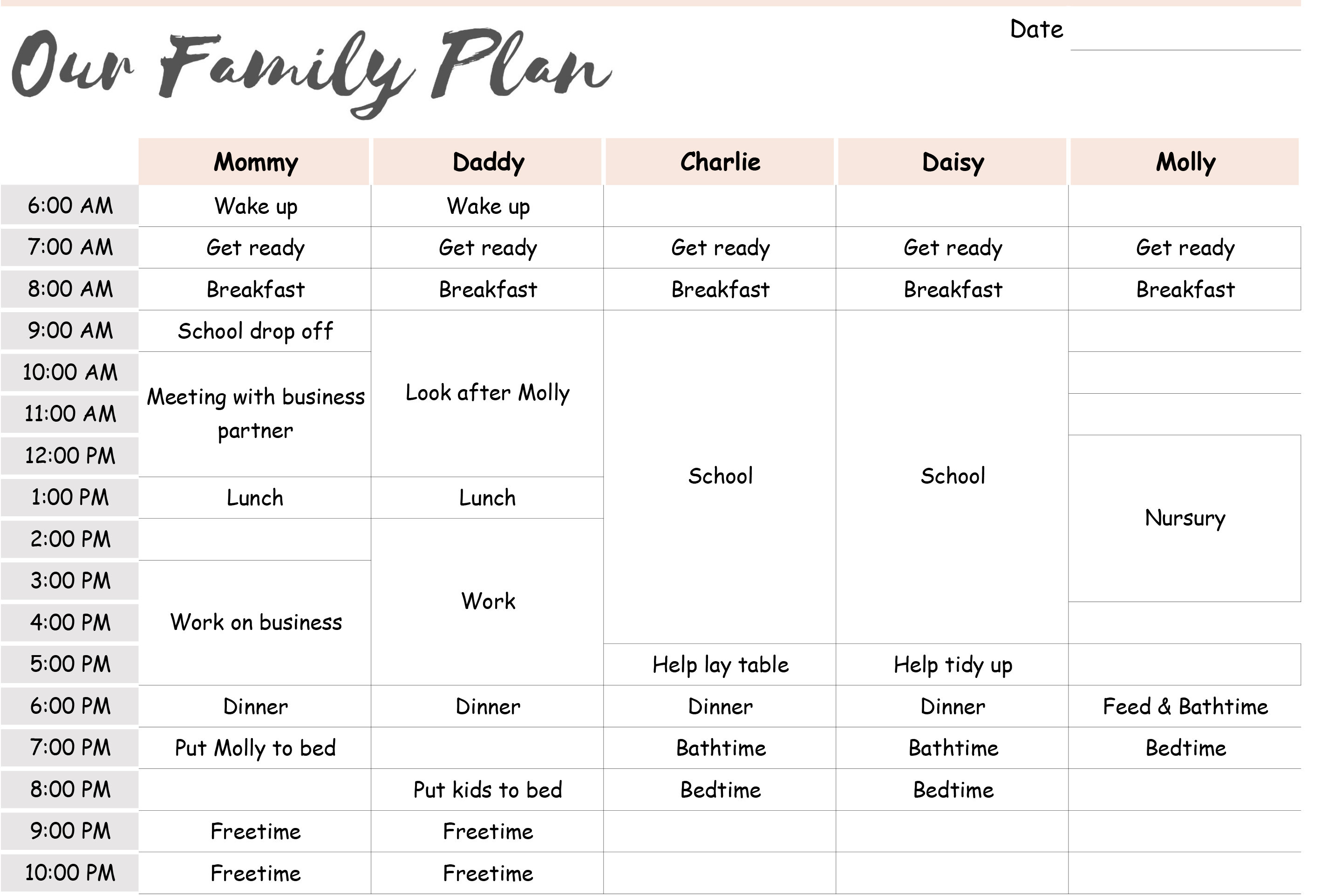EDITABLE Weekly FAMILY SCHEDULE Planner | Weekly Family Planner ...