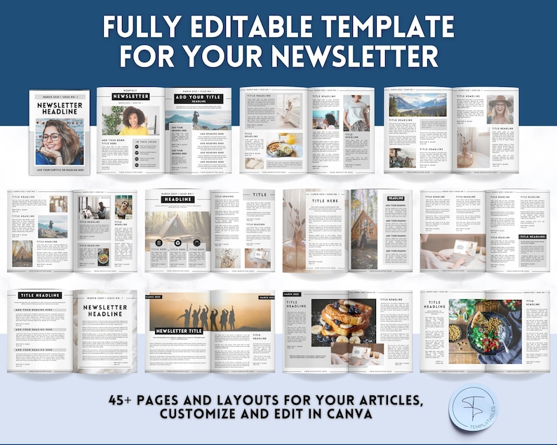 EDITABLE Newsletter Template 45 Canva Templates Monthly - Etsy Canada