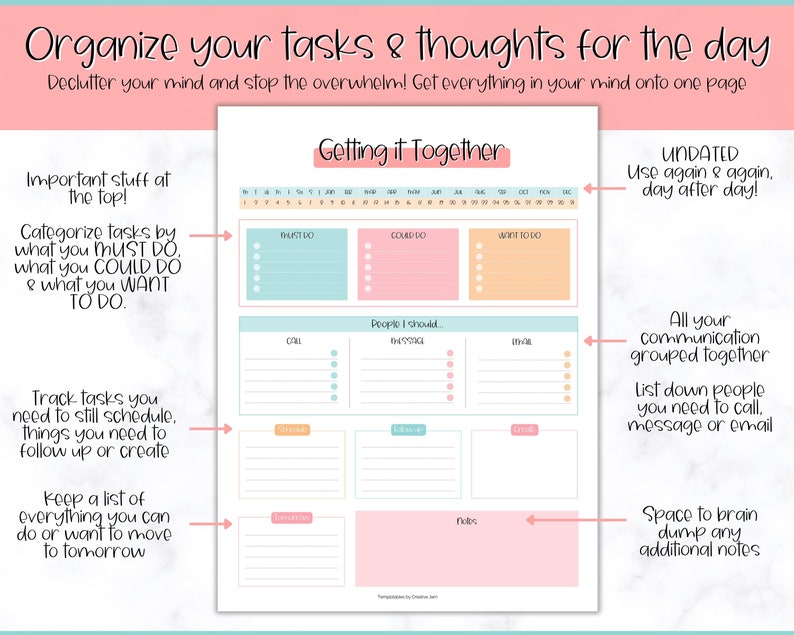 EDITABLE Brain Dump Template BUNDLE, to Do List Printable, ADHD Daily ...