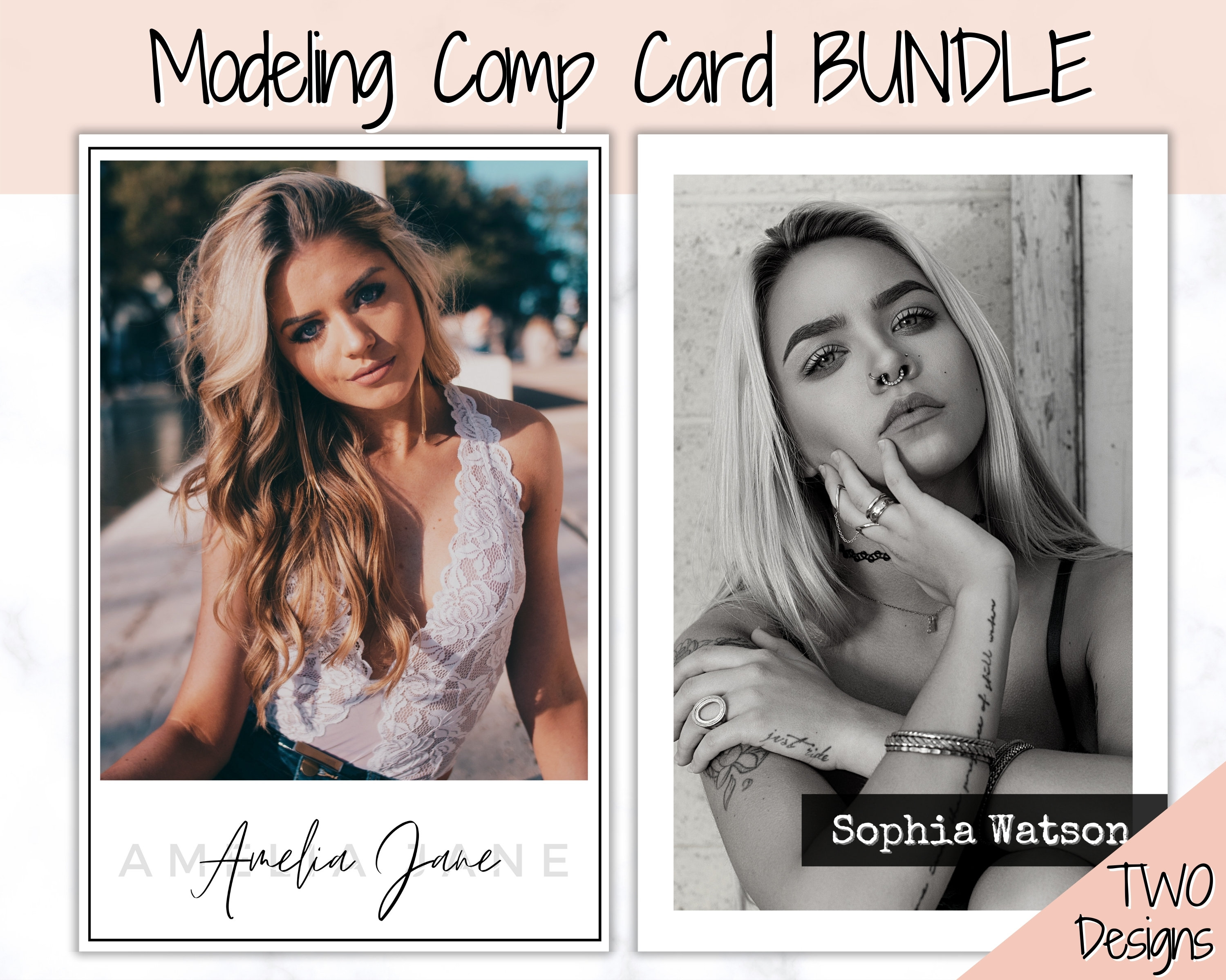 COMP CARD Template BUNDLE. Modeling Photocards! Zed Card for Models. Z ...