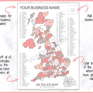 EDITABLE UK Sales Map, Business Postcode Sales Map, Color in Map, Etsy ...