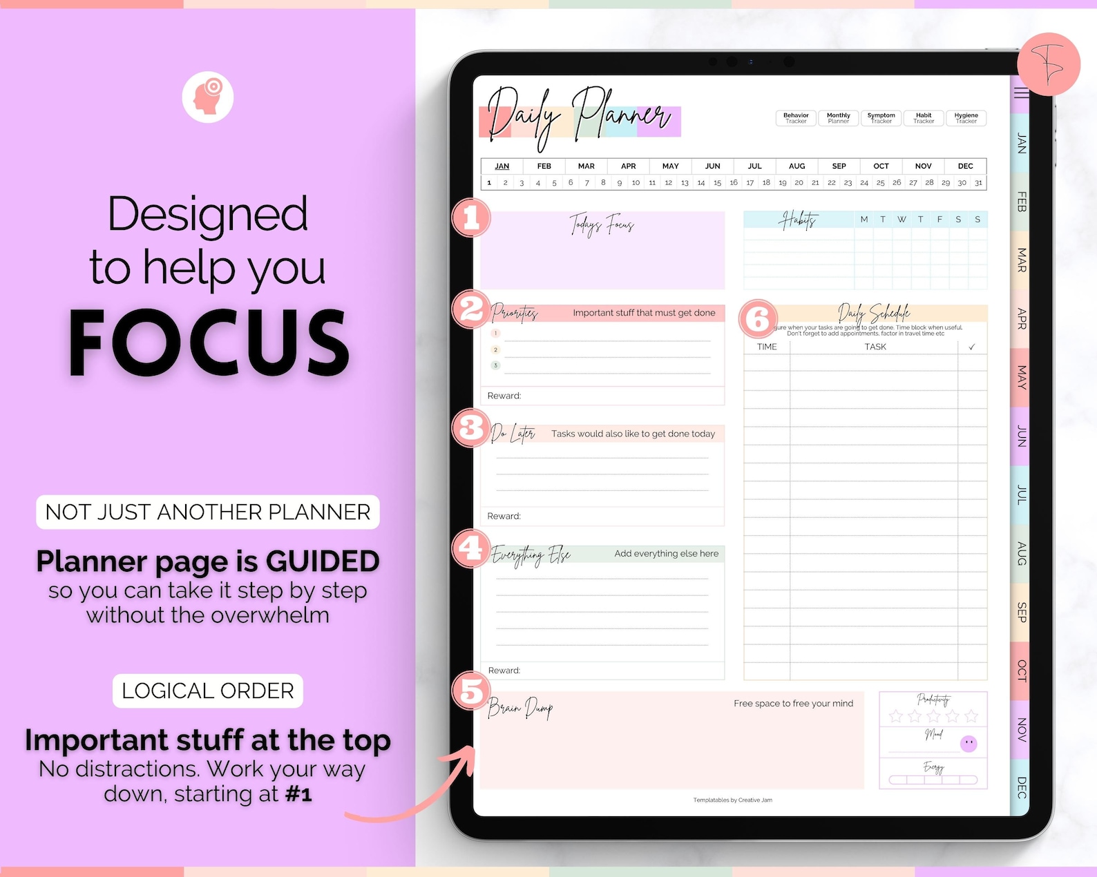 ADHD Digital Planner, Daily Planner for Neurodivergent Adults, Brain ...