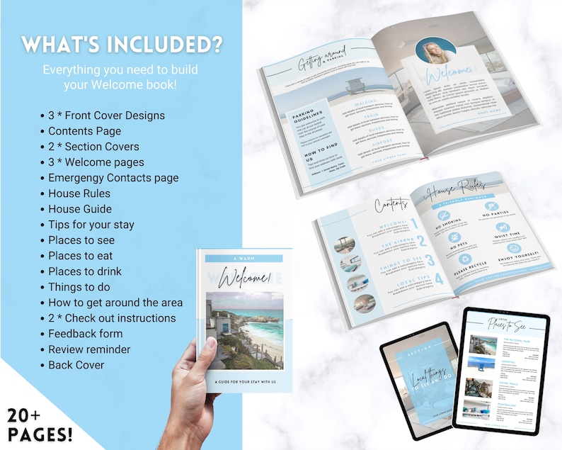 Welcome Book Template Airbnb Welcome Guide Editable Canva - Etsy