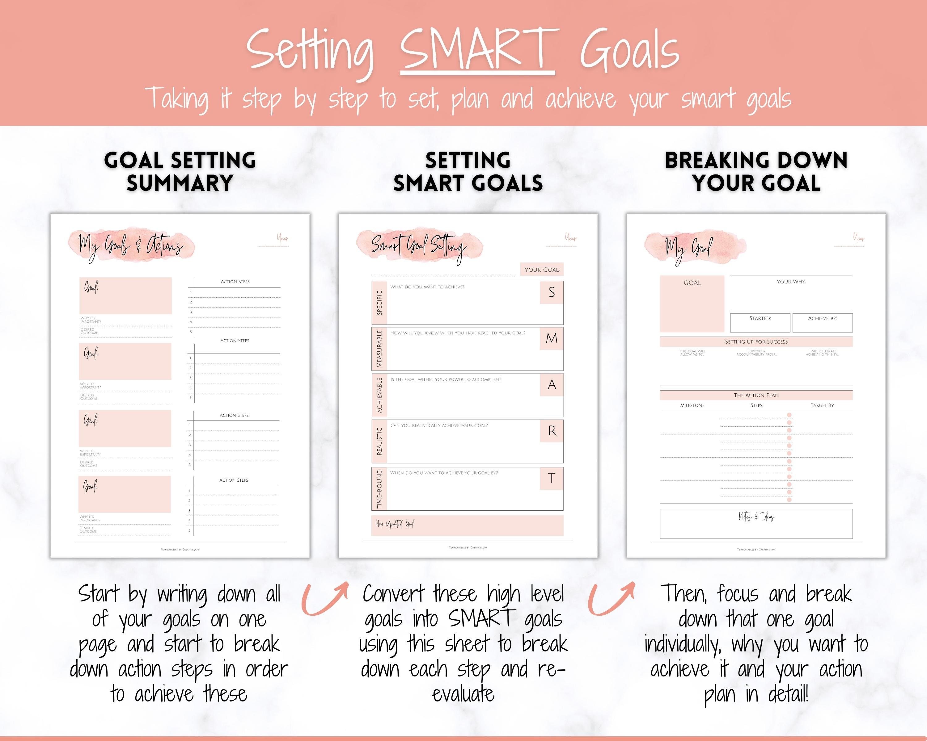 Goal Planner Bundle 2023 Goals Tracker Smart Goal Setting Etsy Uk