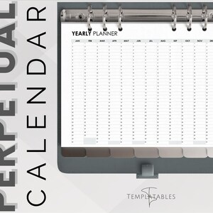 Perpetual Calendar, EDITABLE Yearly Overview, Undated Year at a Glance ...