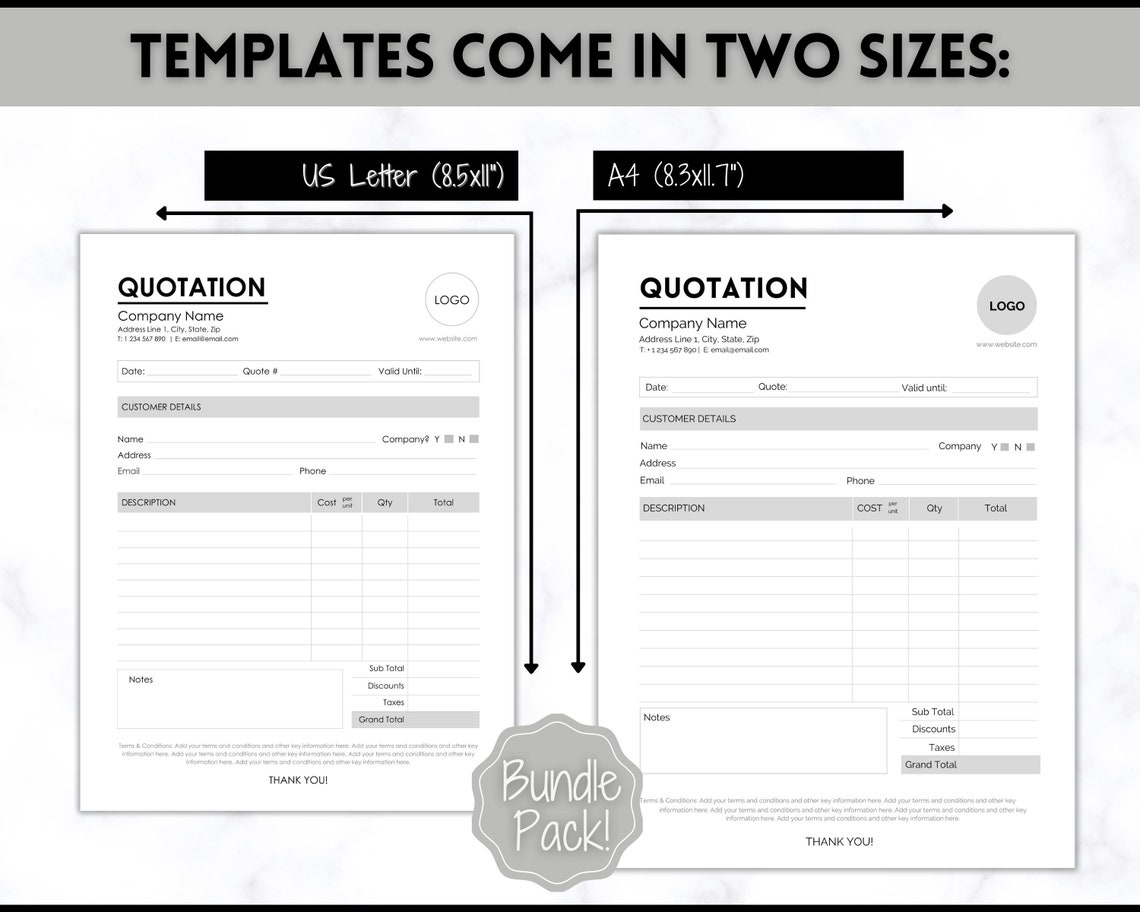 Quotation Template EDITABLE Quote Form Small Business - Etsy Hong Kong