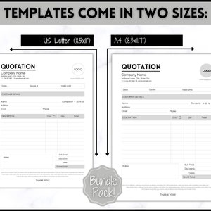 Quotation Template, EDITABLE Quote Form, Small Business, Invoice Order ...