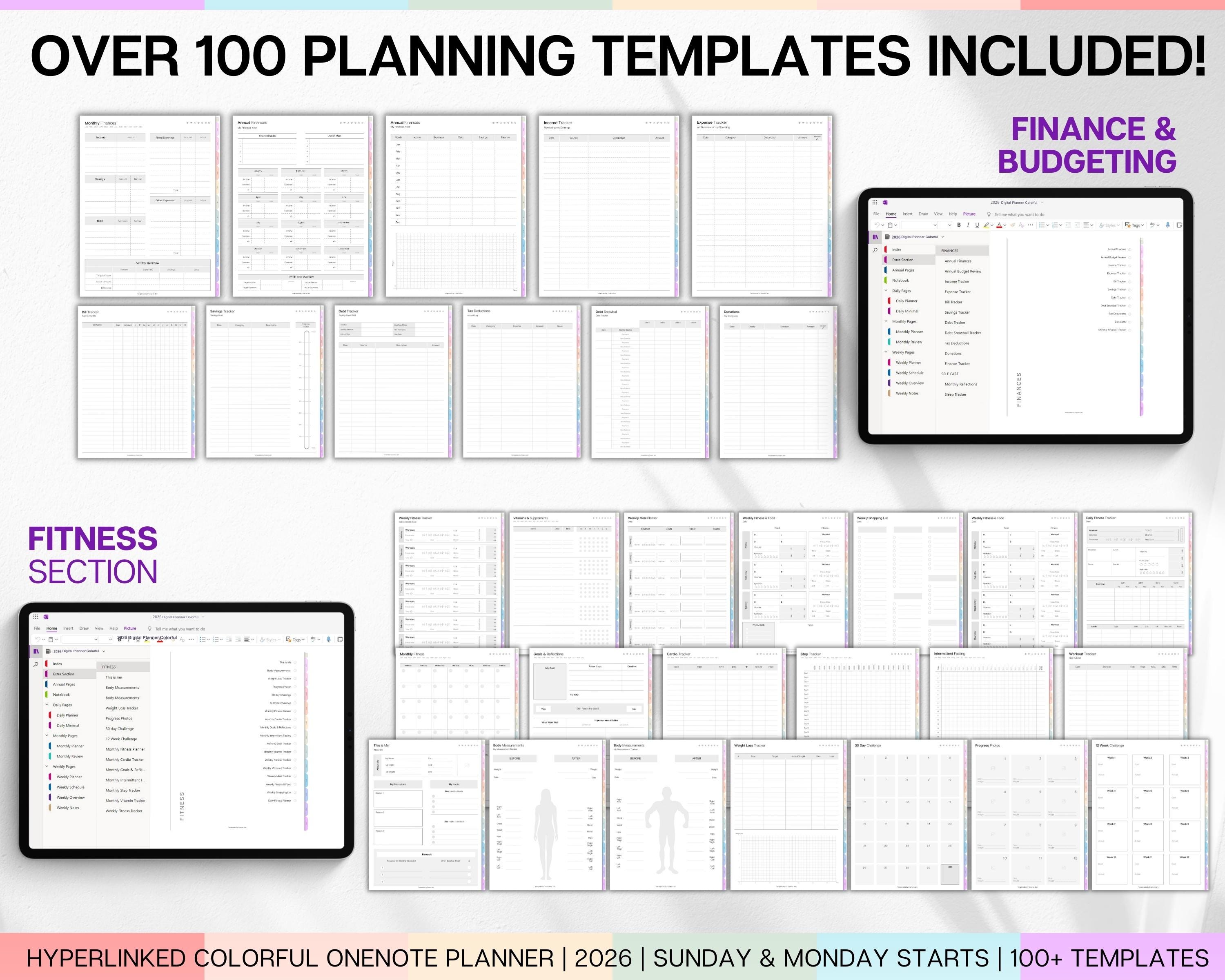 Onenote Planner, 2026 COLORFUL Digital Planner, Onenote Template, Daily ...