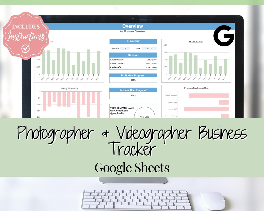 Photography Business Tracker, Spreadsheet, Google Sheets, Monthly ...