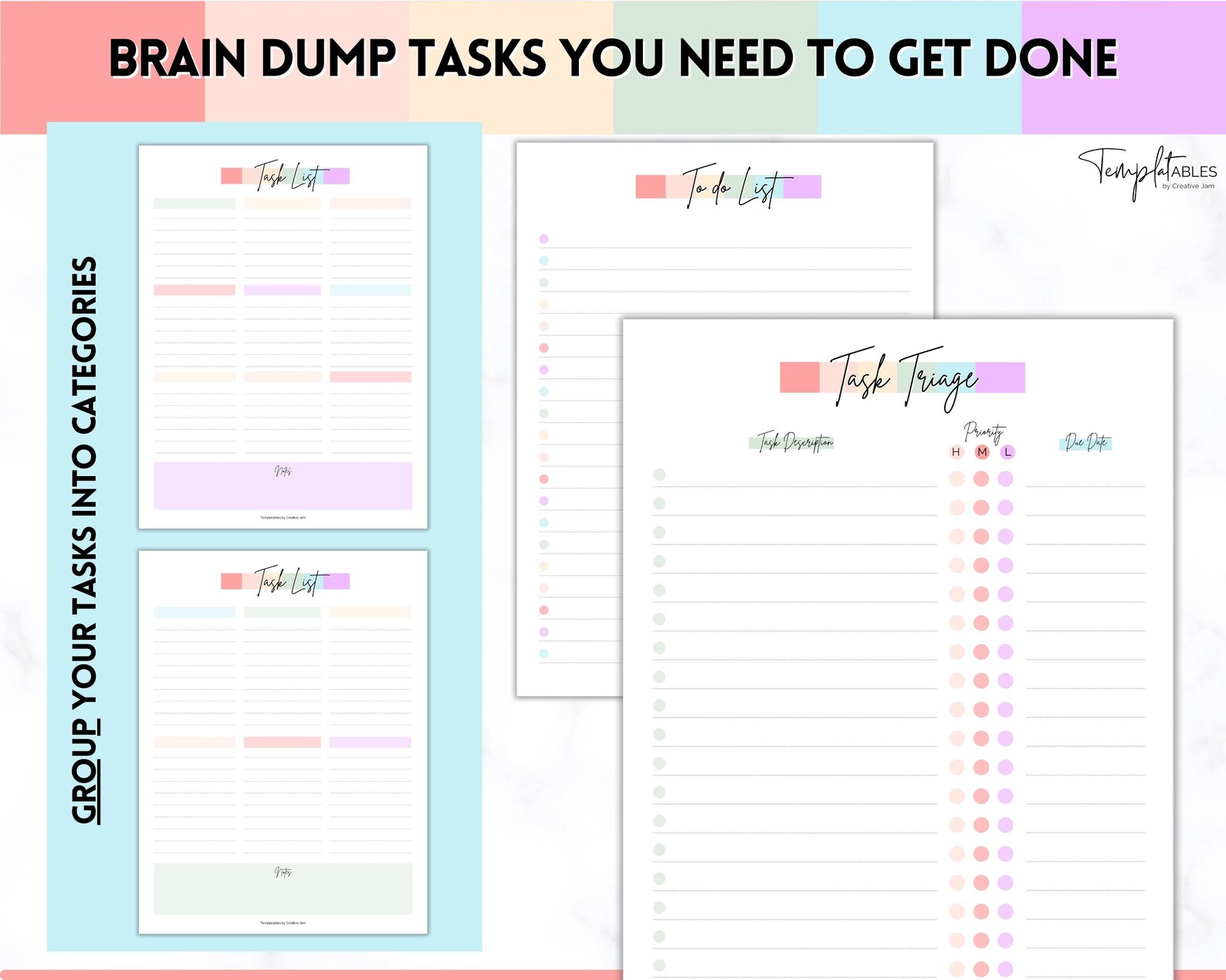 EDITABLE Brain Dump Template BUNDLE to Do List Printable - Etsy