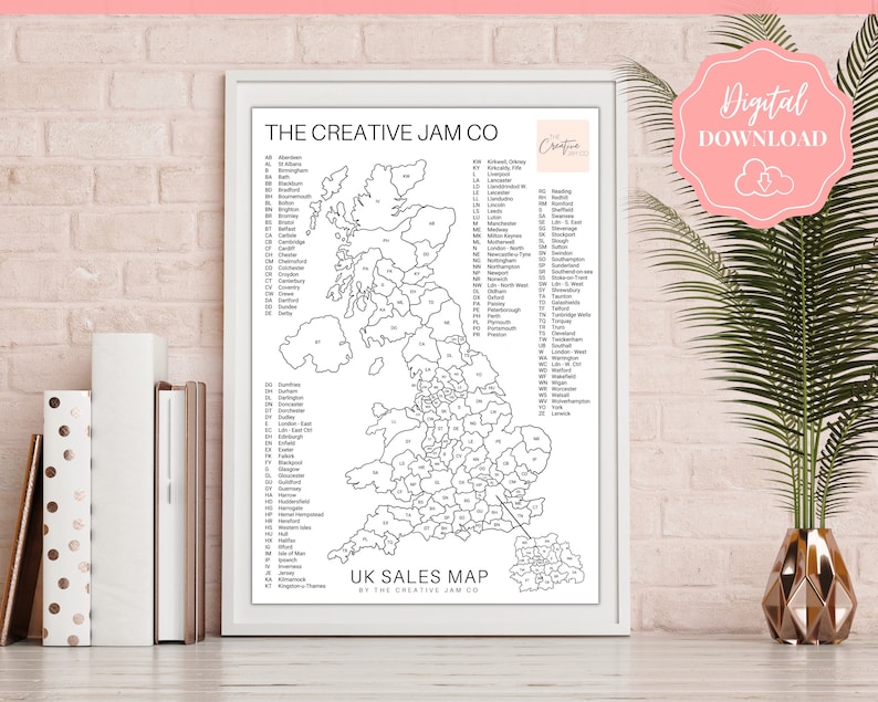 EDITABLE UK Postcode Sales Map Business Colour in Map Etsy | Etsy