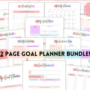 Goal Tracker Printable BUNDLE, 2024 Goals Planner, SMART Goal Setting ...