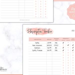 SUBSCRIPTION Tracker Printable, Expense Tracker, Budget Planner ...