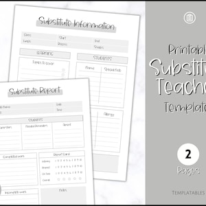 Substitute Teacher Report, Printable Teacher Planner Template, While ...