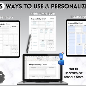EDITABLE Responsibility Chart, Family Chore Chart, Reward Chart for ...