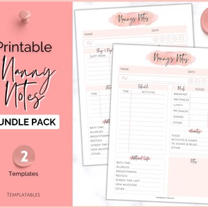 Nanny Notes Template, Nanny Schedule & Report for Baby, Babysitter Info ...