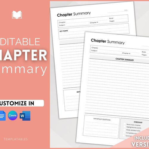 Buy EDITABLE Chapter Summary Template Study Guide Textbook Online in ...