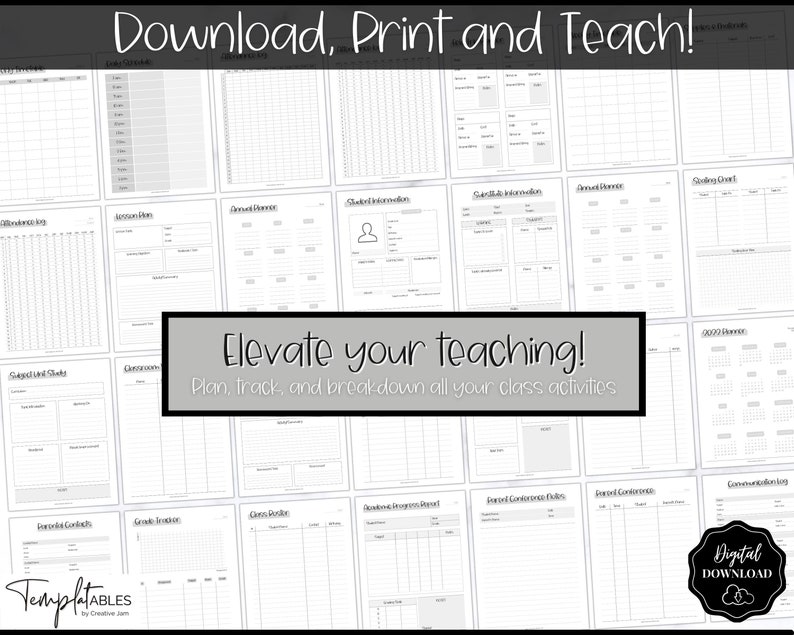 50pg TEACHER Planner Printable BUNDLE Homeschool Teacher - Etsy