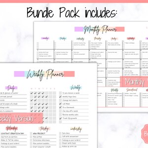 Colorful Weekly & Monthly Planners, EDITABLE Weekly Planner Printable ...