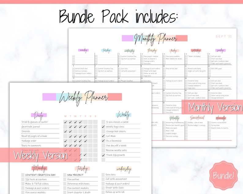 Student Planner Editable Weekly & Monthly Planners Weekly - Etsy