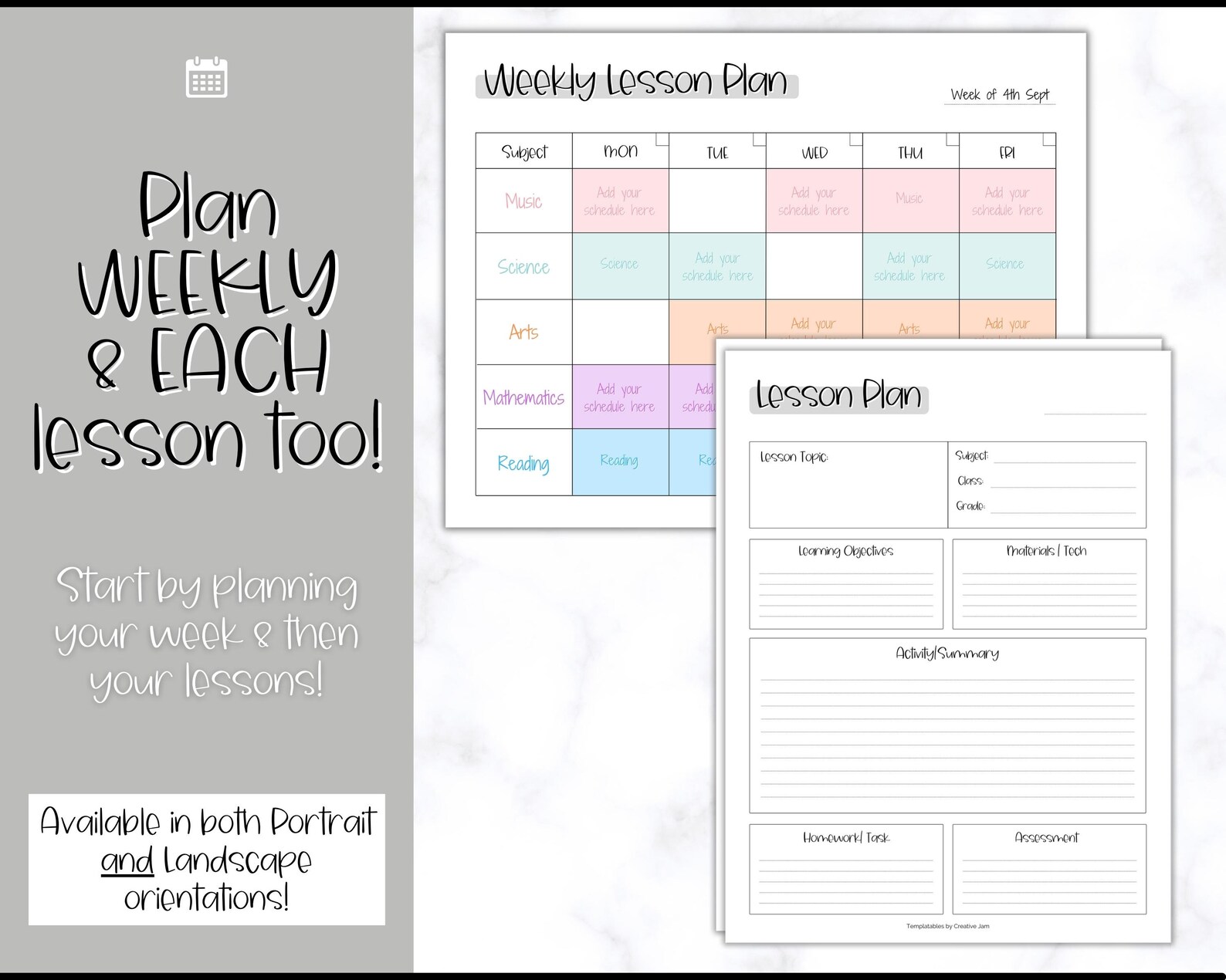 Lesson Planner Printable Lesson Plan Template Homeschool - Etsy