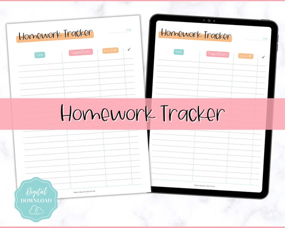 Homework Tracker Homework Planner Printable Assignment - Etsy