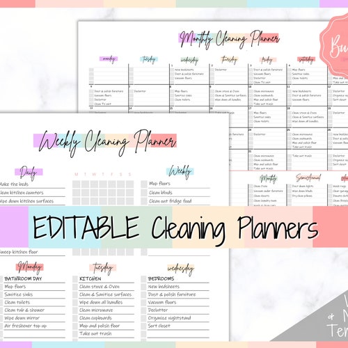 Cleaning Schedule Routine Chart Checklist Weekly Organizing - Etsy