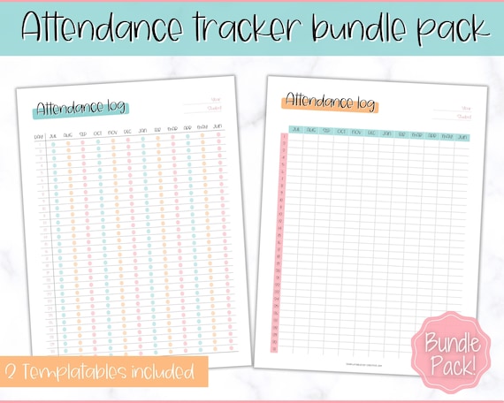 Attendance Tracker Sheet Attendance Record Printable Log - Etsy