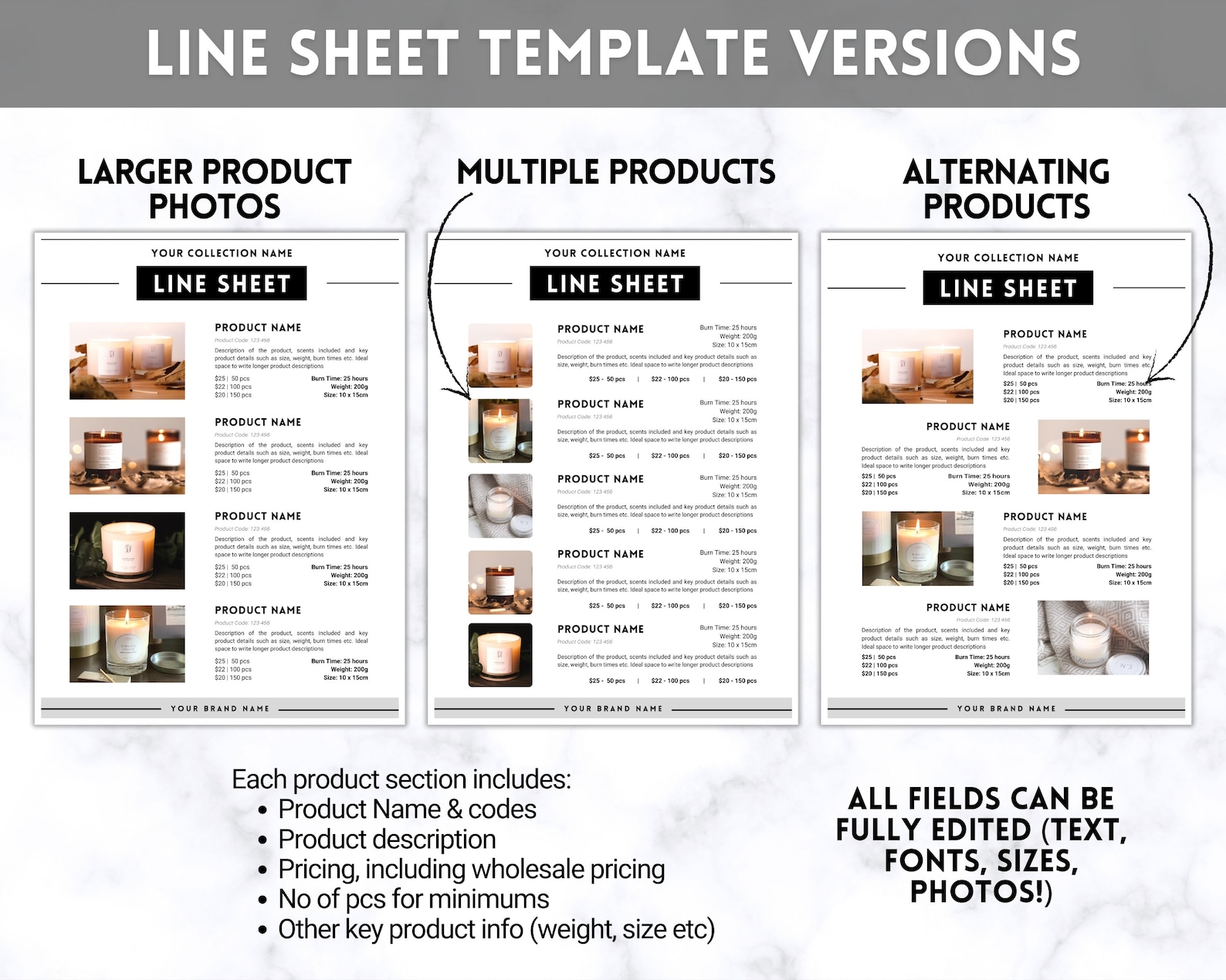 35 Editable Line Sheet Templates Wholesale Catalog Pricing & - Etsy Canada